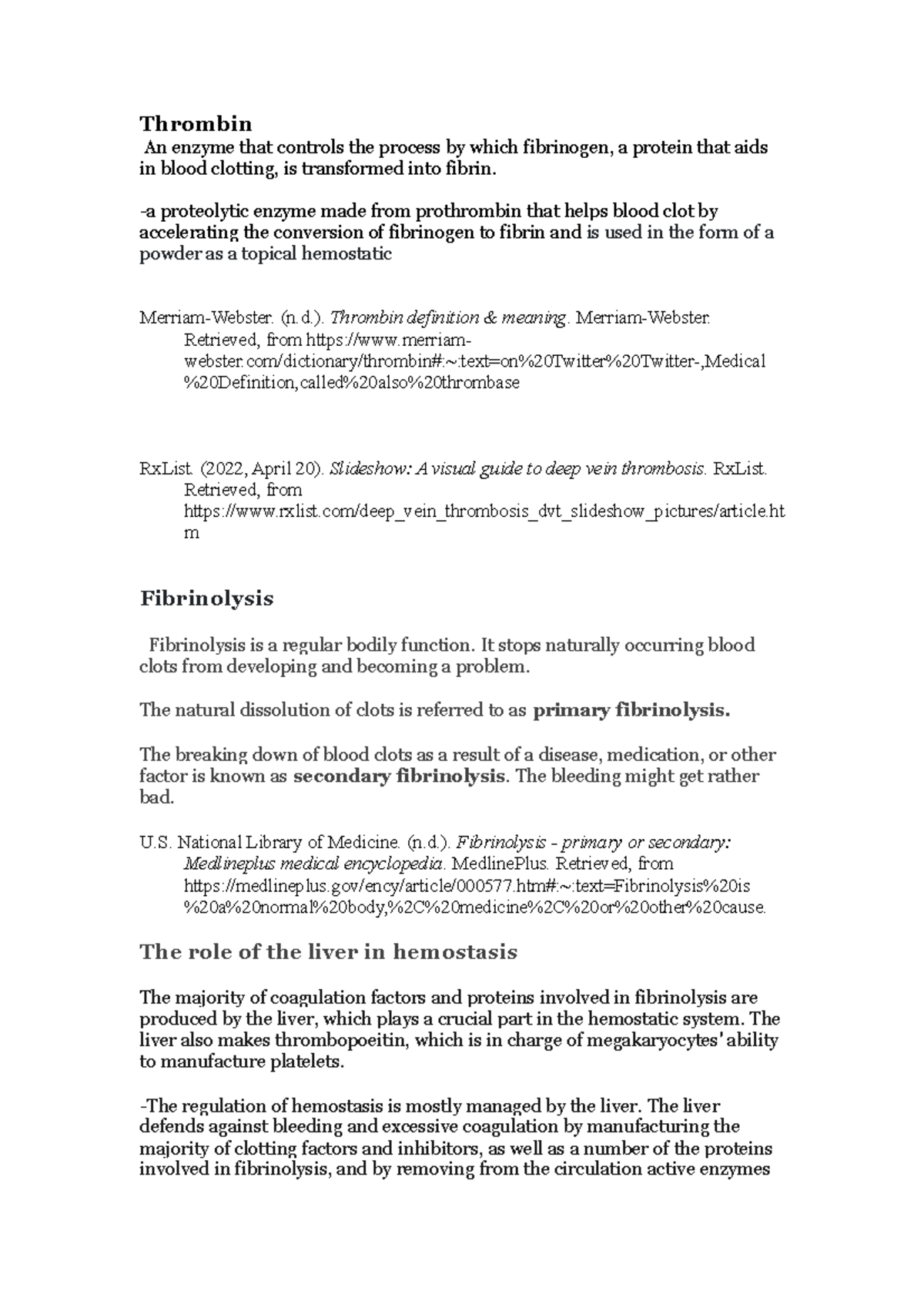 Definition - Padayonnnnnn - Thrombin An enzyme that controls the ...