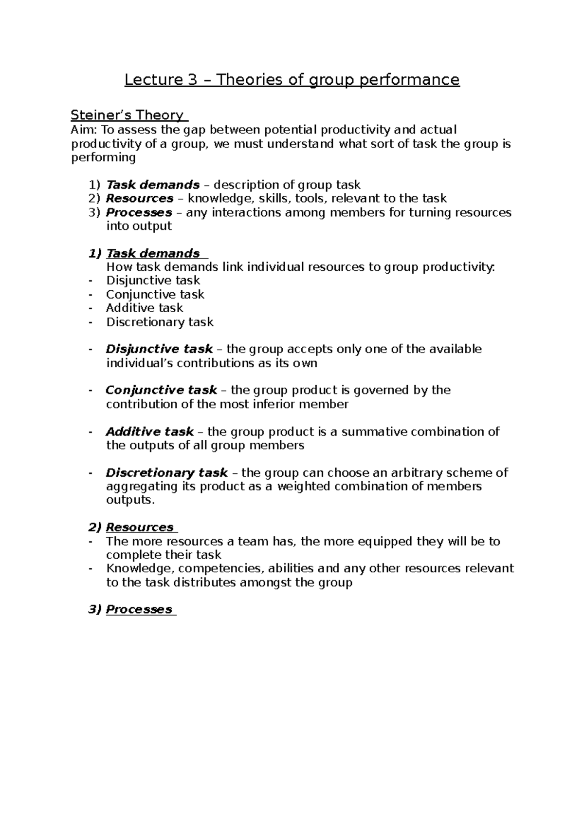 Lecture 3 – Theories of group performance - Lecture 3 – Theories of ...