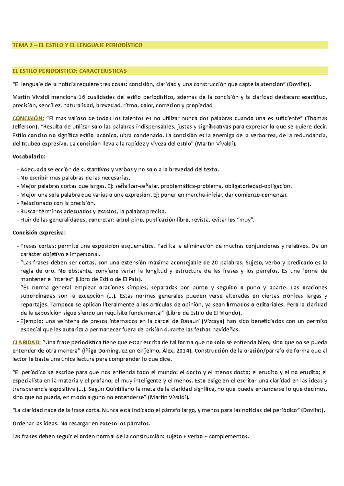 Redaccion periodistica - tema 2 - TEMA 2 – EL ESTILO Y EL LENGUAJE ...