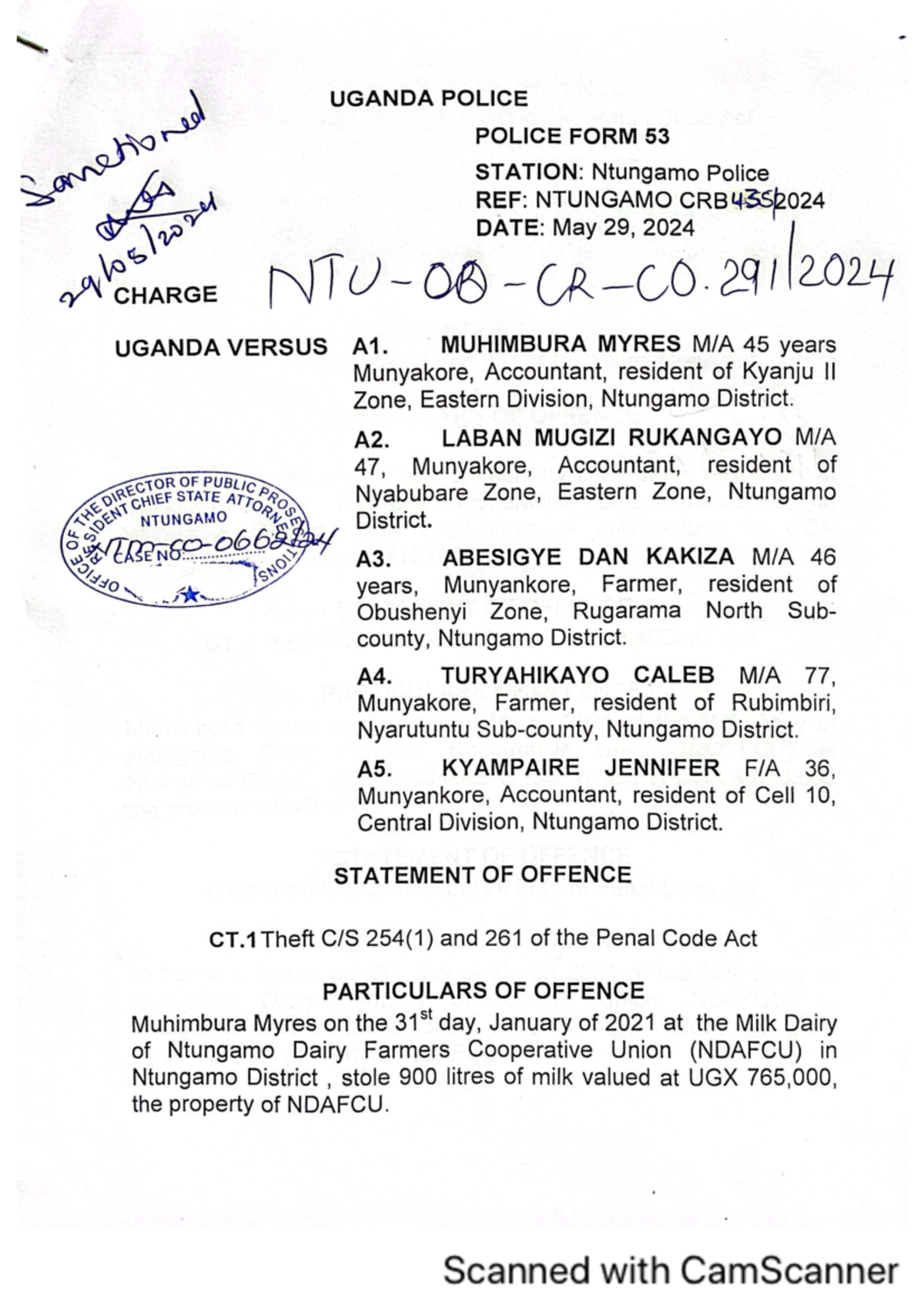 Charge sheet - njkhucihi - UGANDA POLICE Samelto POLICE FORM 53 As ...