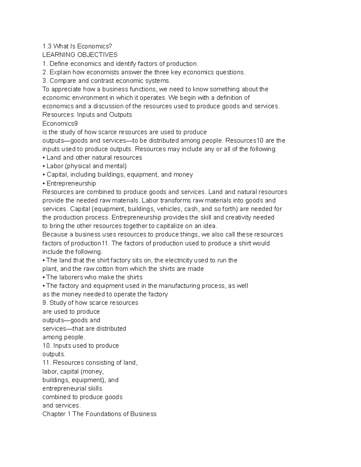 Business 3 - 1 What Is Economics? LEARNING OBJECTIVES Define economics ...