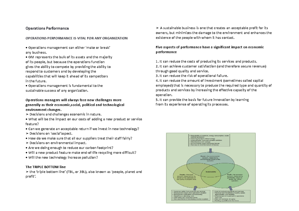 Operations Performance - Operations Performance OPERATIONS PERFORMANCE ...