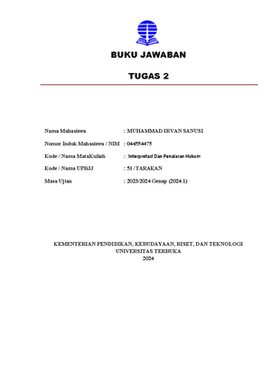 Tugas 2 Hukum Perjanjian - Tugas Akhir - BUKU JAWABAN TUGAS 2 Nama ...