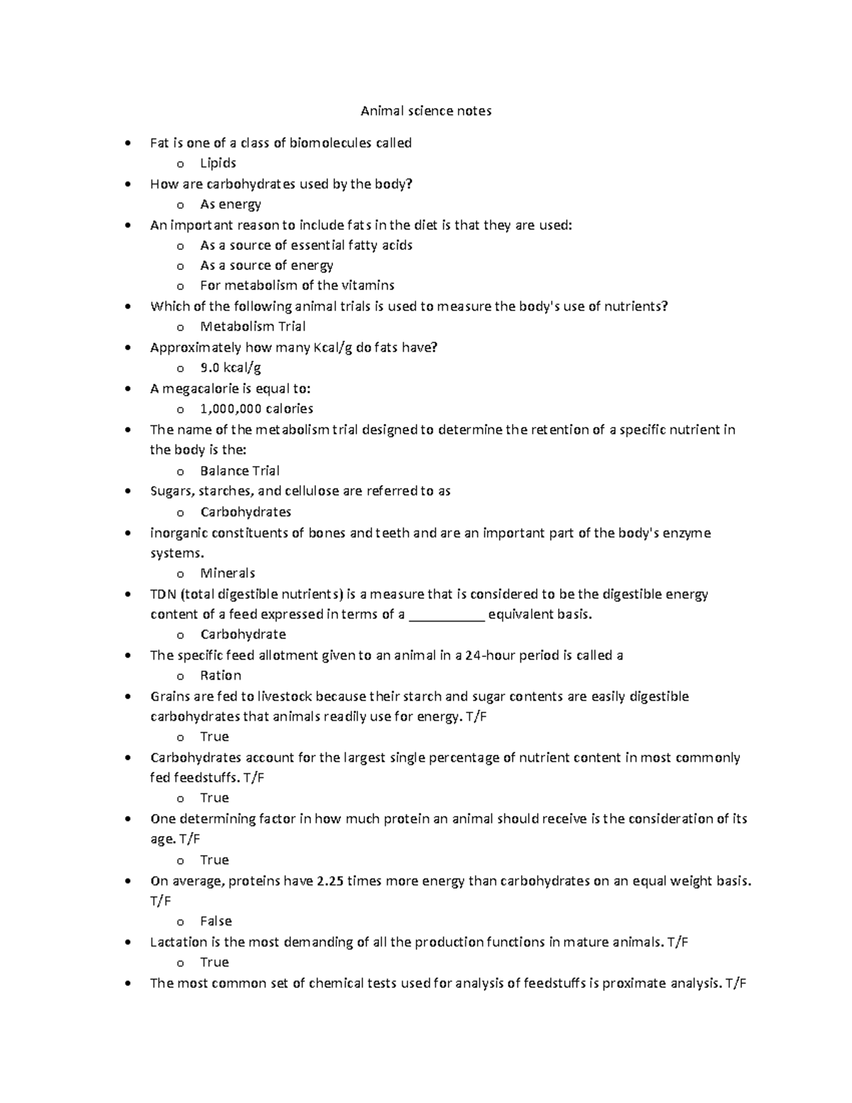 Animal science notes - Animal science notes Fat is one of a class of ...