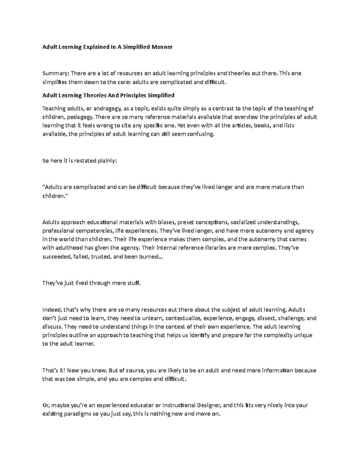 6. Adult Learning Theories And Principles Simplified - Adult Learning ...