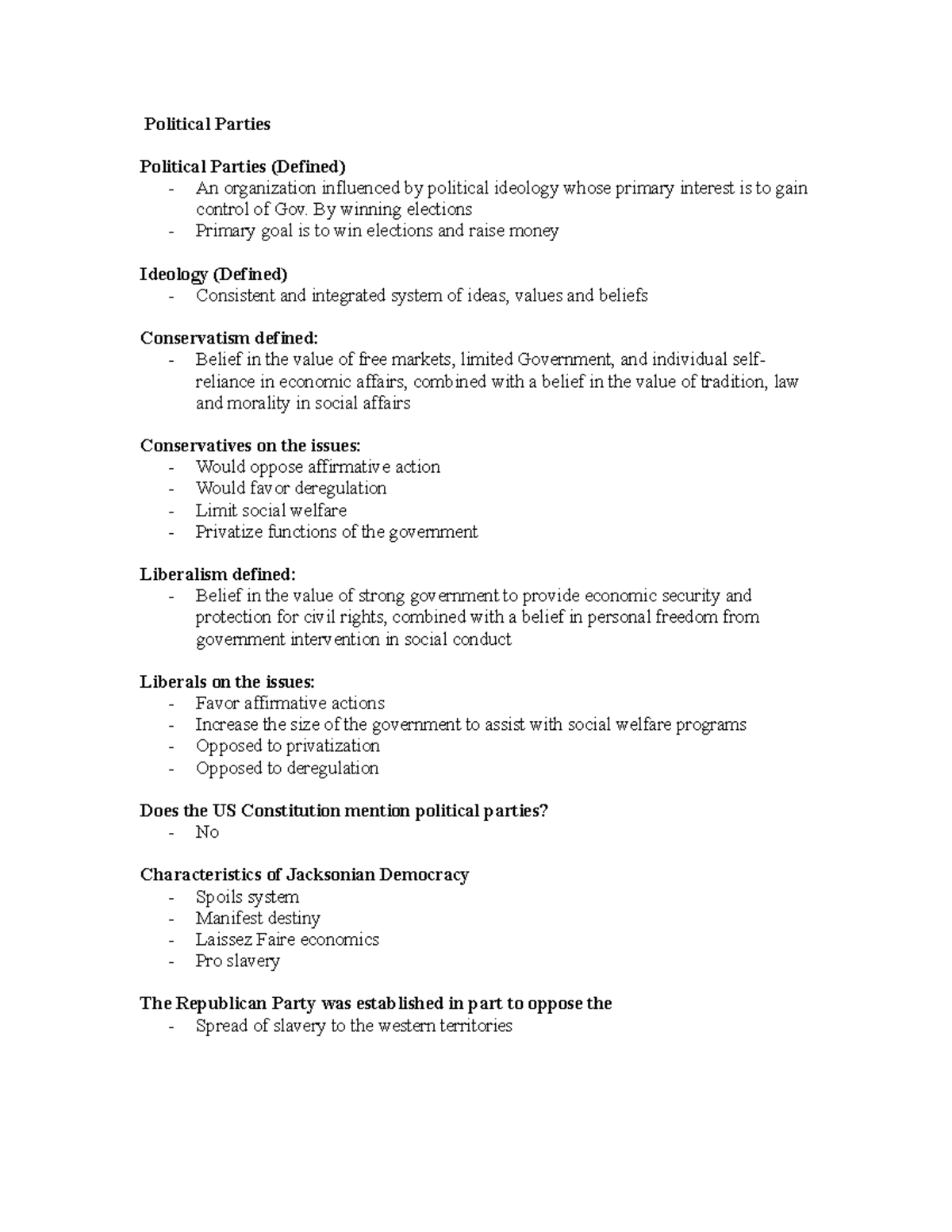 Chap5 outline - Lecture notes 5 - Political Parties Political Parties ...