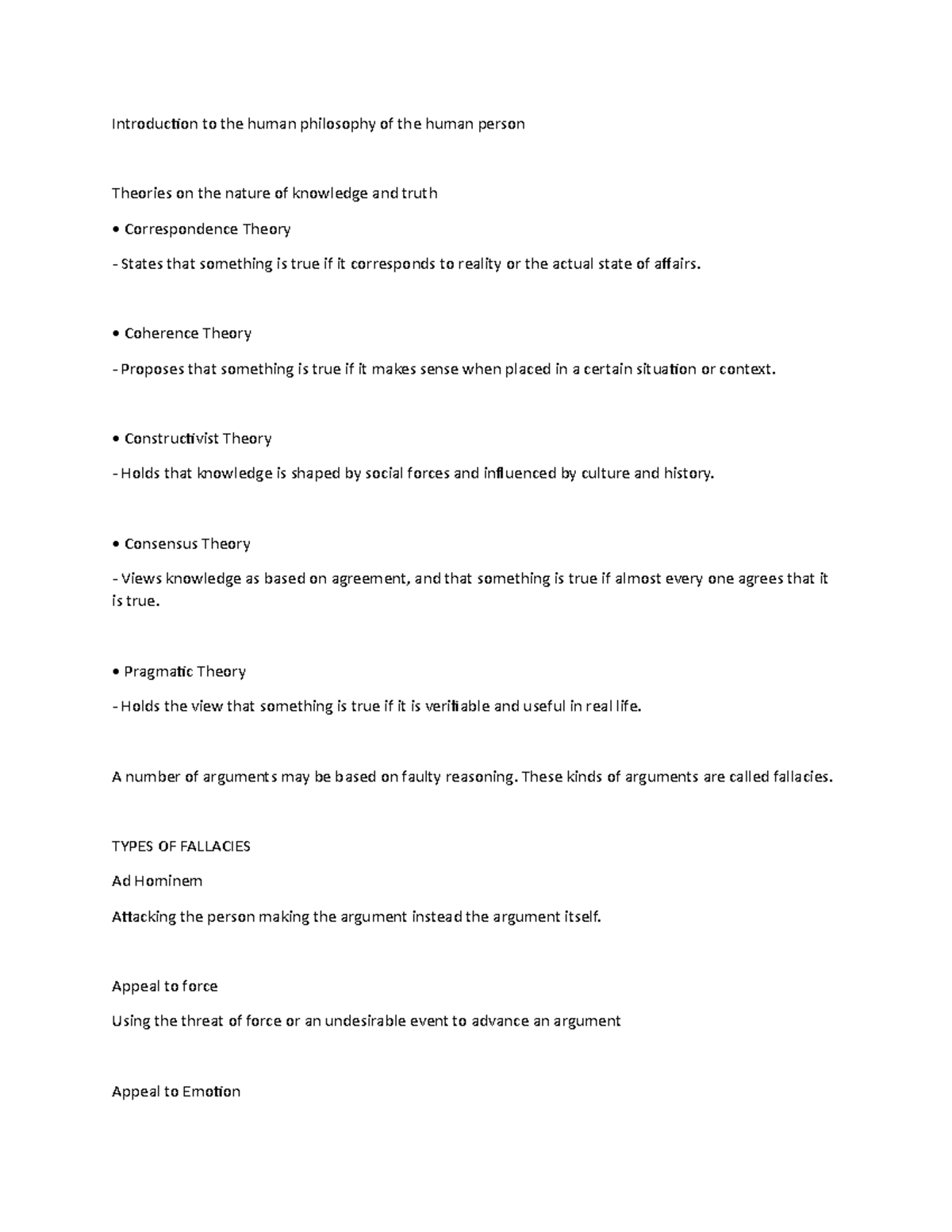 Intro 2 Philo - Learned lessons - Introduction to the human philosophy ...