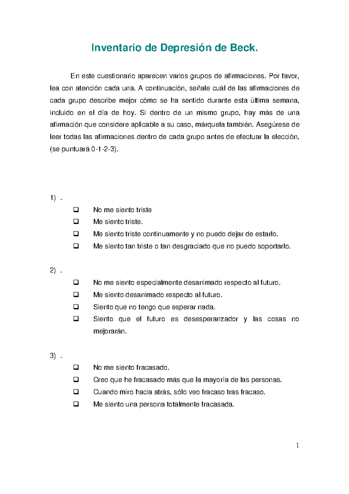 Escala BDI-PC - Apunts fisioterapia - Inventario de Depresión de Beck ...