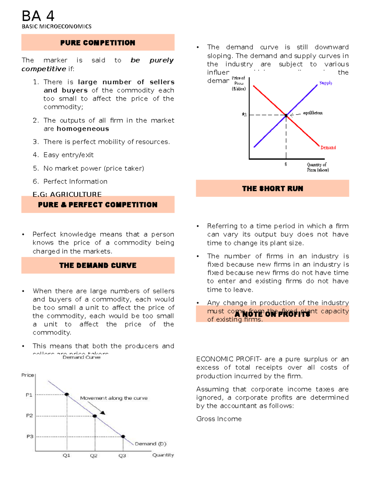 WEEK 14-PURE Competition - BASIC MICROECONOMICS The marker is said to ...