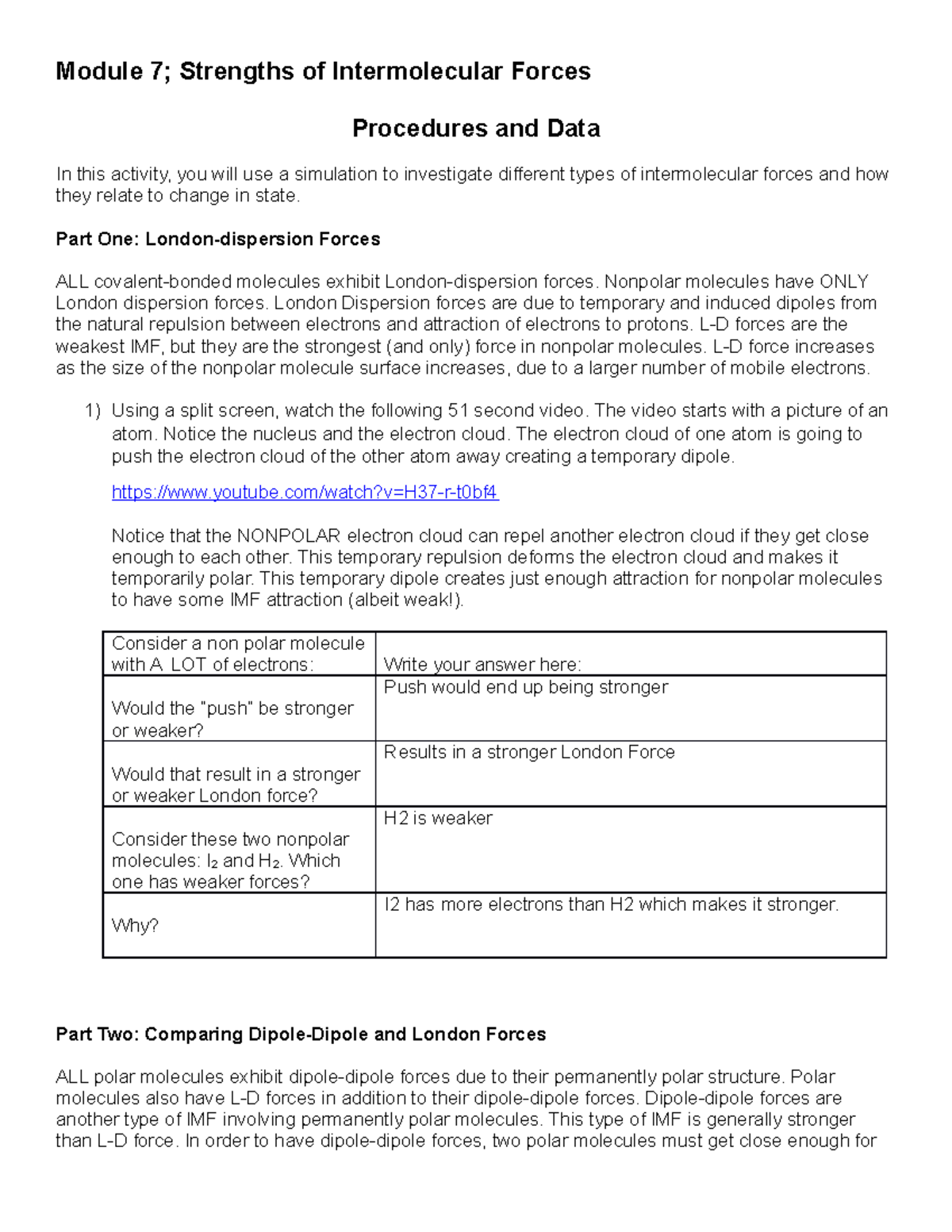 Module 7; Strengths of Intermolecular Forces-11292021 done - Module 7 ...
