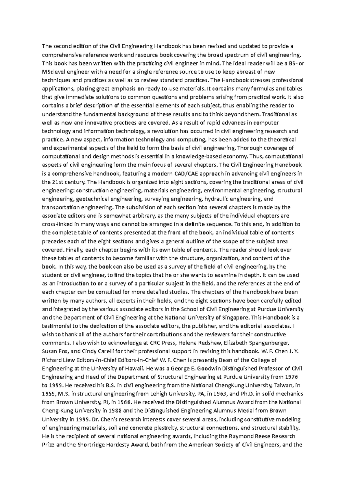 The second edition of the Civil Engineering Handbook has been revised ...