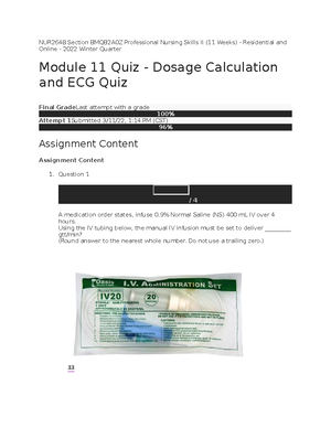 NUR2755 Dosage Calculation Practice Quiz with Answer Key (2) - A ...