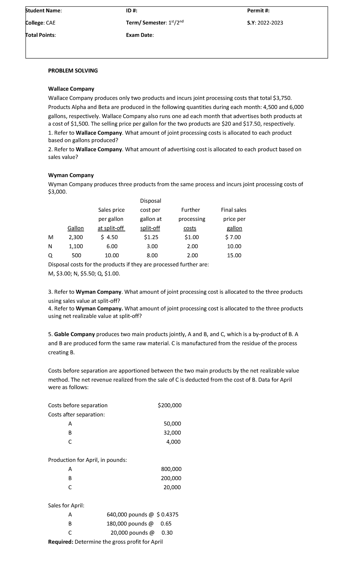 ACC123-Quizzer-6 - hope it helps - College: CAE Term/ Semester: 1st/2nd S: 2022- Total Points ...
