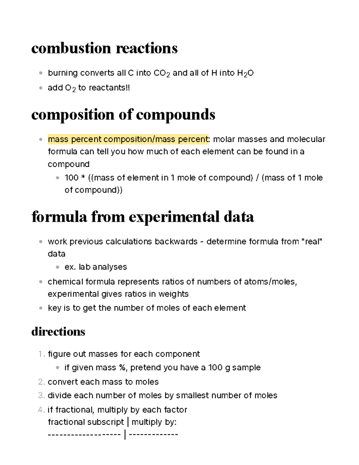 September 19 - Combustion and Formula from Experimental Data ...
