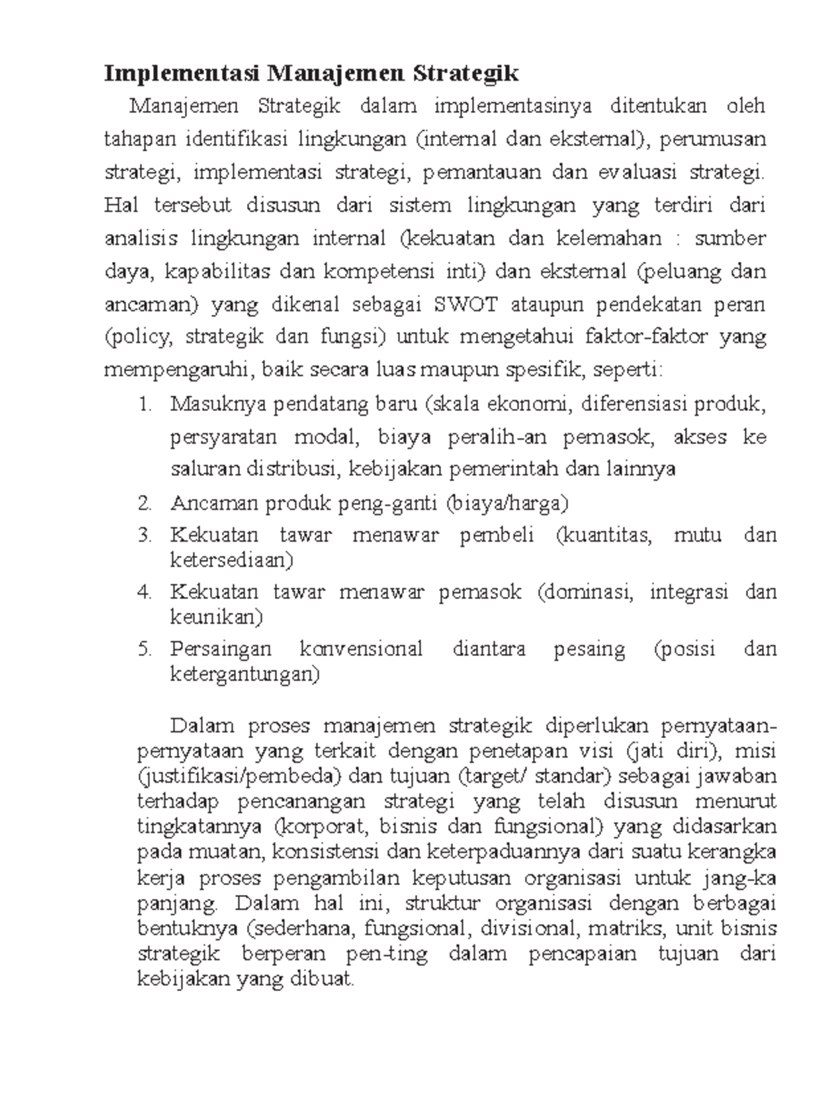 Implementasi Manajemen Strategik - Implementasi Manajemen Strategik ...