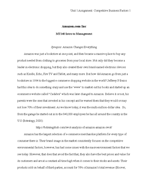 MT140 Unit 1 Ford Timothy - Competitive and Macroenvironment Factors ...