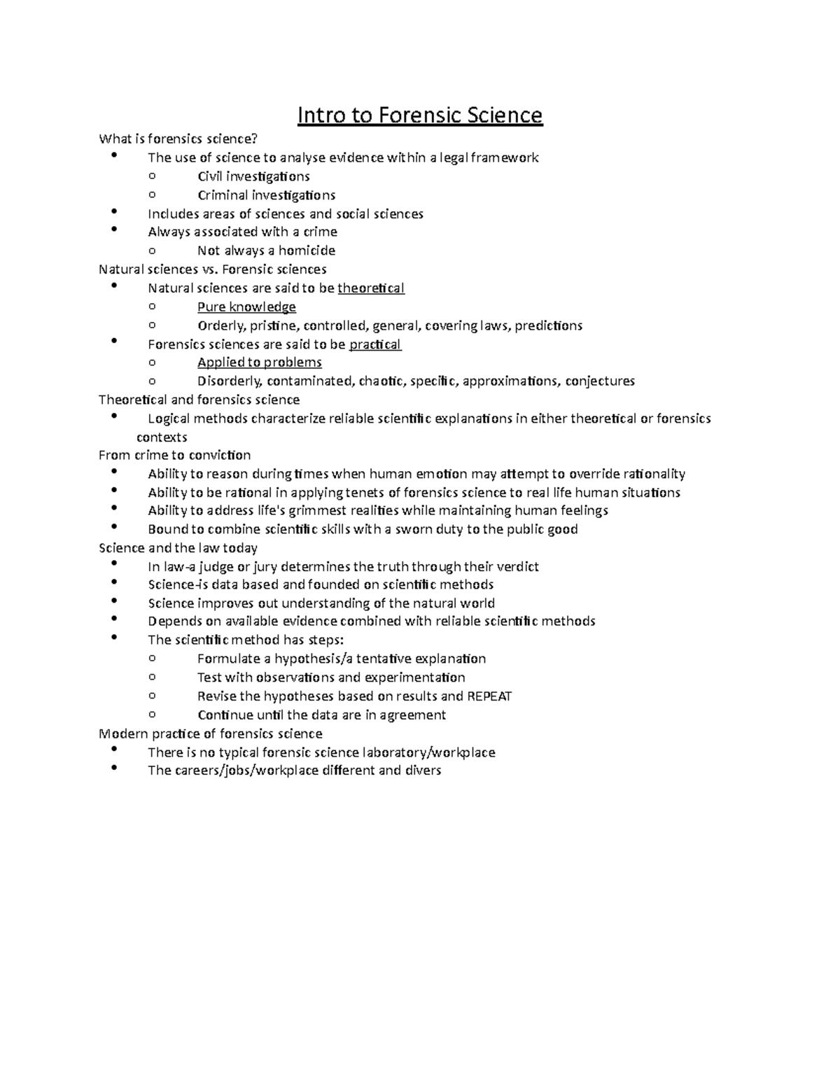 Quiz 1 Material Lecture Notes 1 4 Intro To Forensic Science What Is Forensics Science The