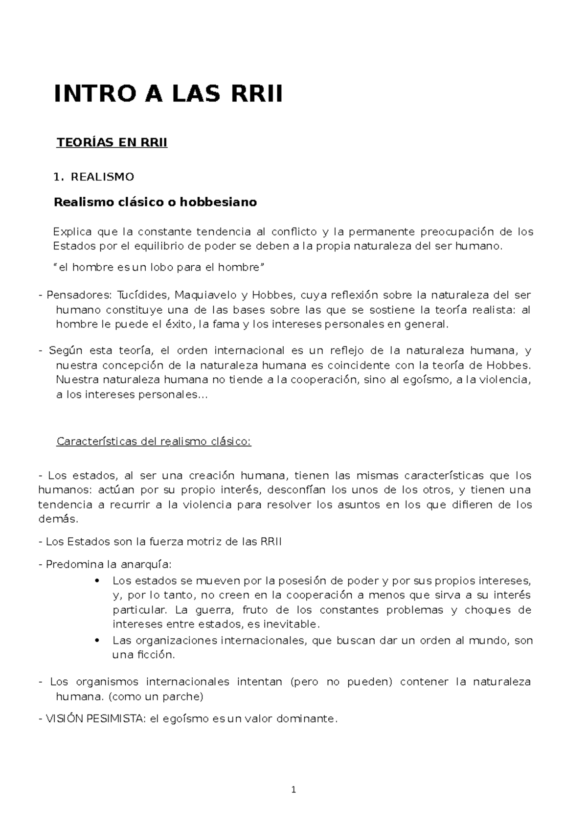 Apuntes - Introducción a las Relaciones Internacionales - INTRO A LAS ...