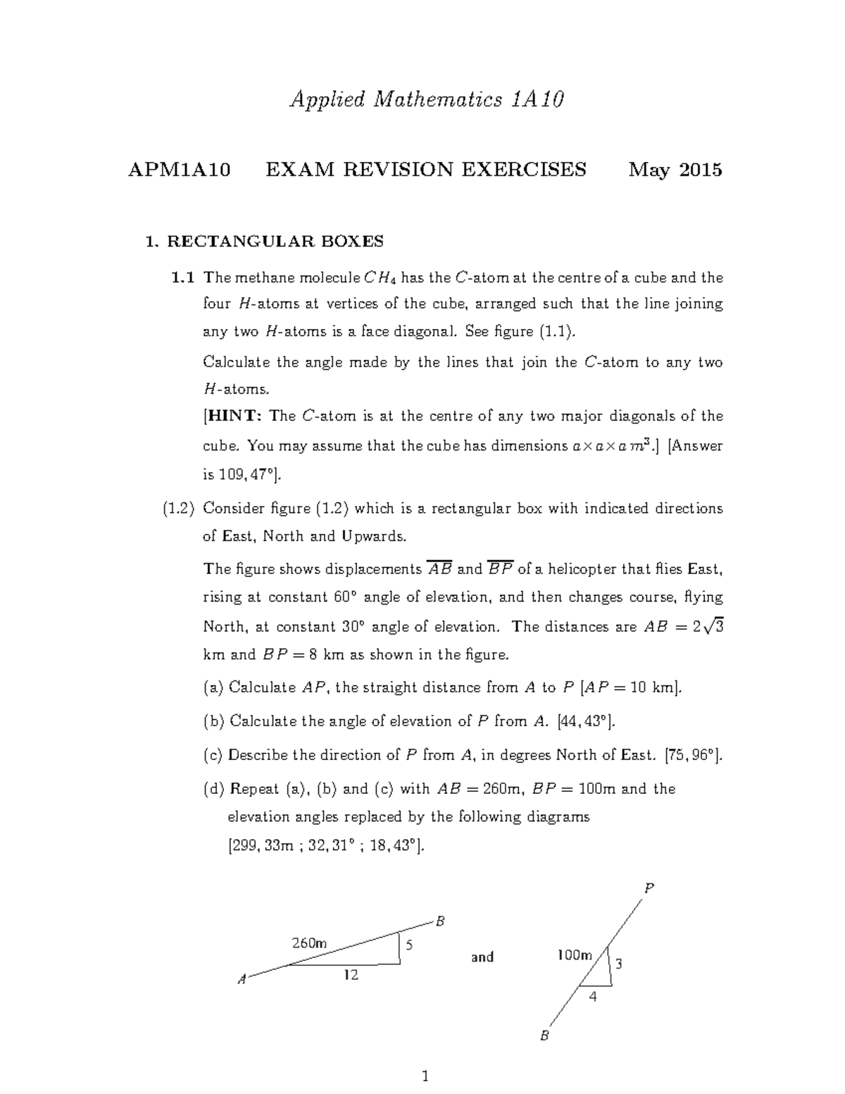 Sample/practice exam May 2015 - Applied Mathematics 1A10 APM1A10 EXAM ...