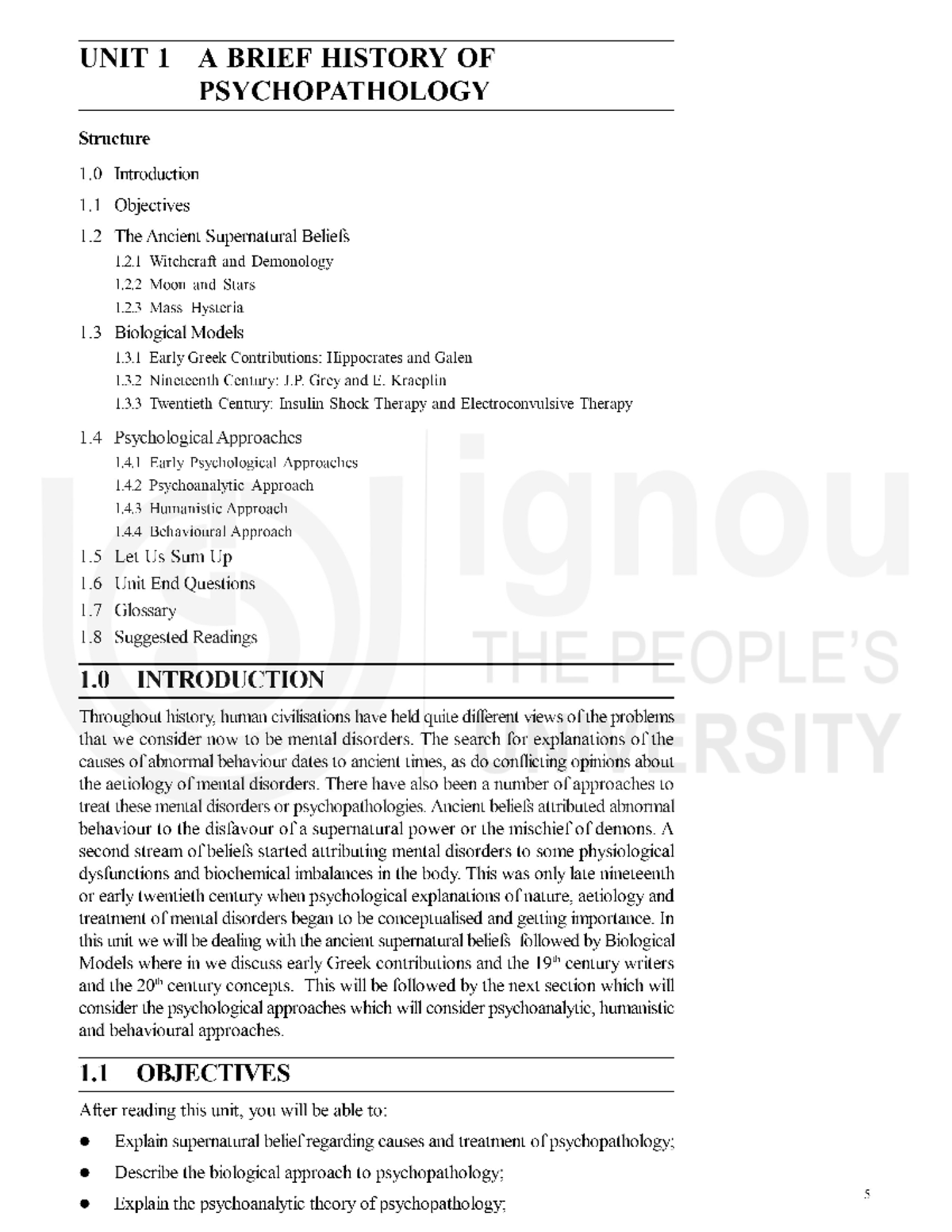 Block-1 - Block 1 - UNIT 1 A BRIEF HISTORY OF PSYCHOPATHOLOGY Structure ...