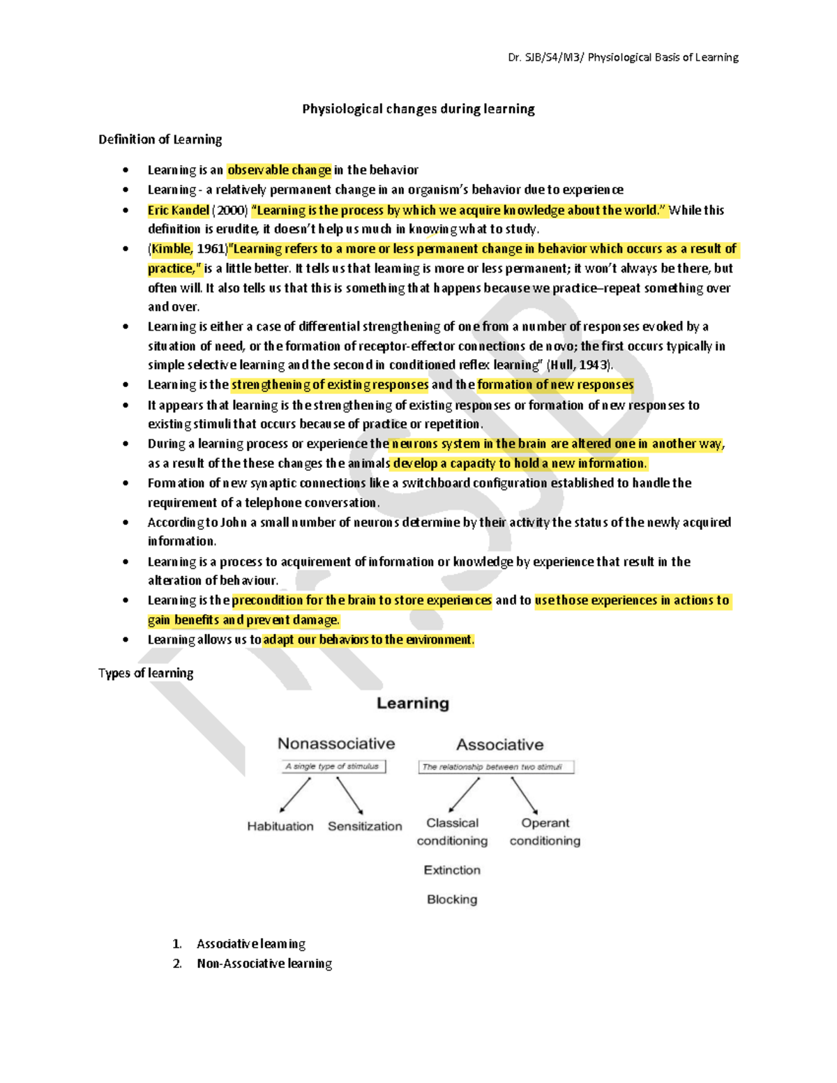 3 1 Physiological changes during learning, Anatomical requirements ...