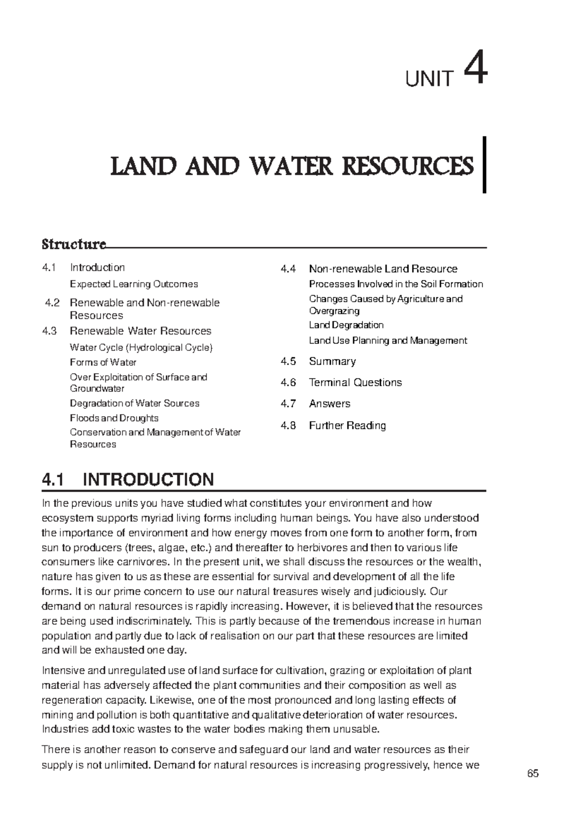 Land and water resources - Unit 4 - Studocu