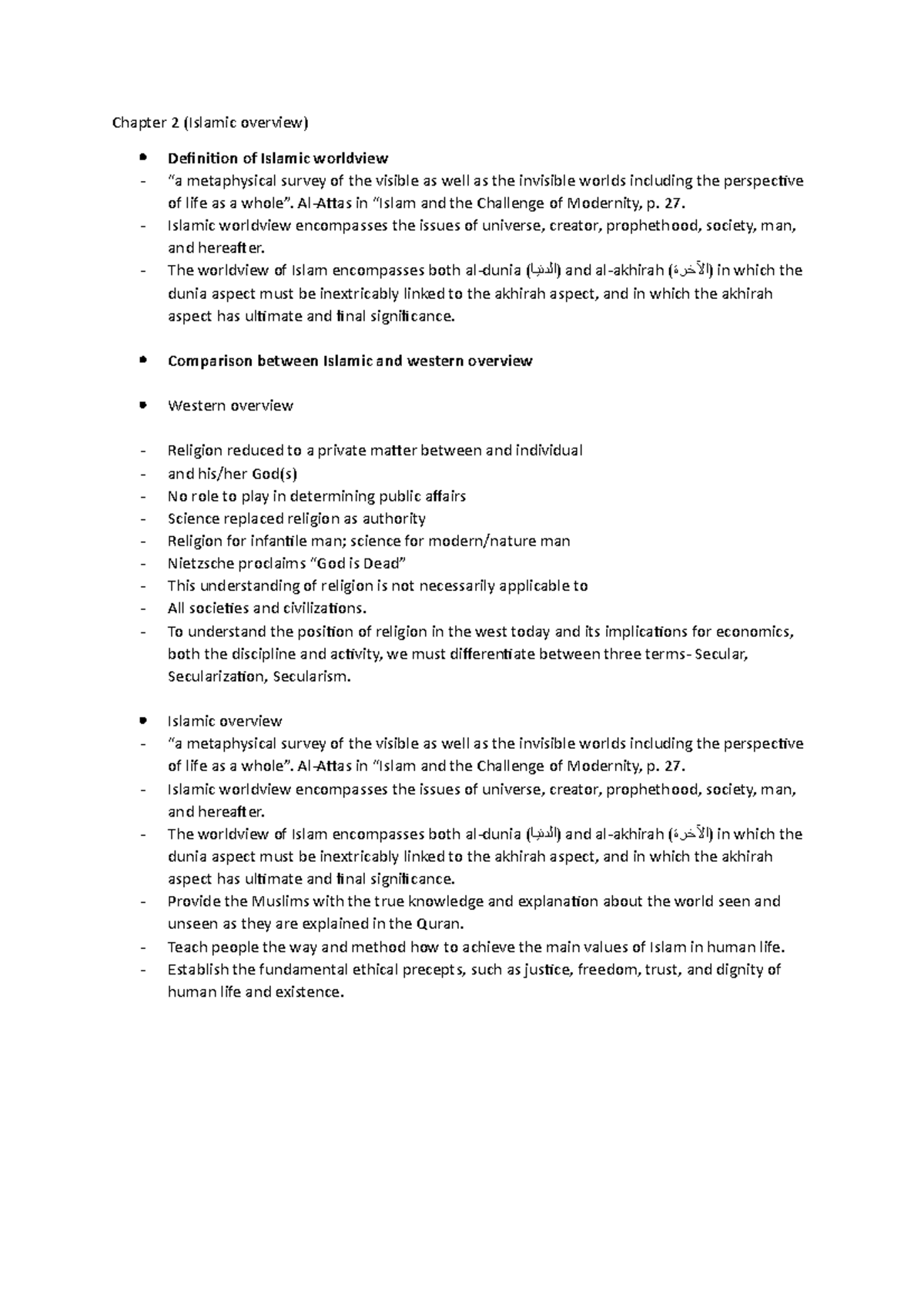 Chapter 2 (Islamic overview) - Chapter 2 (Islamic overview) Definition ...