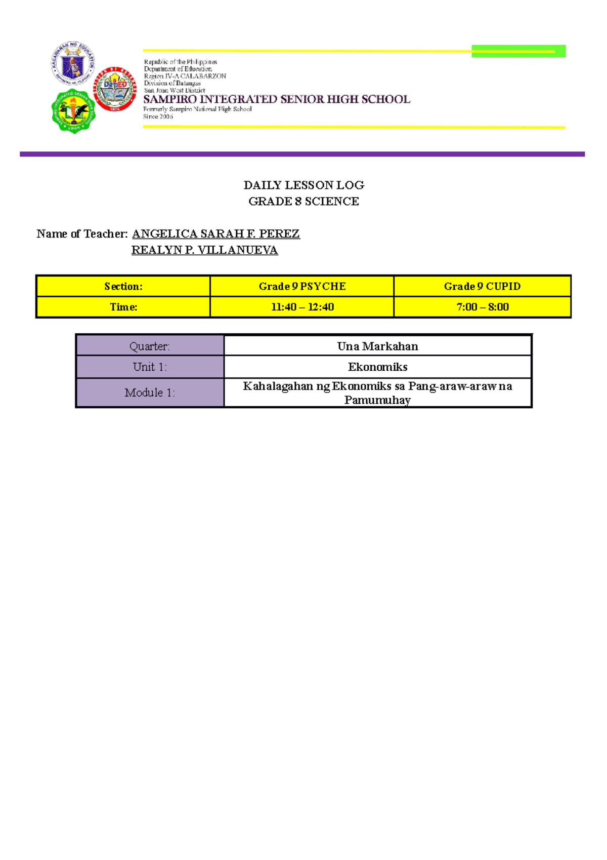 DLP- Sarahrealyn - I have no description. - DAILY LESSON LOG GRADE 8 ...