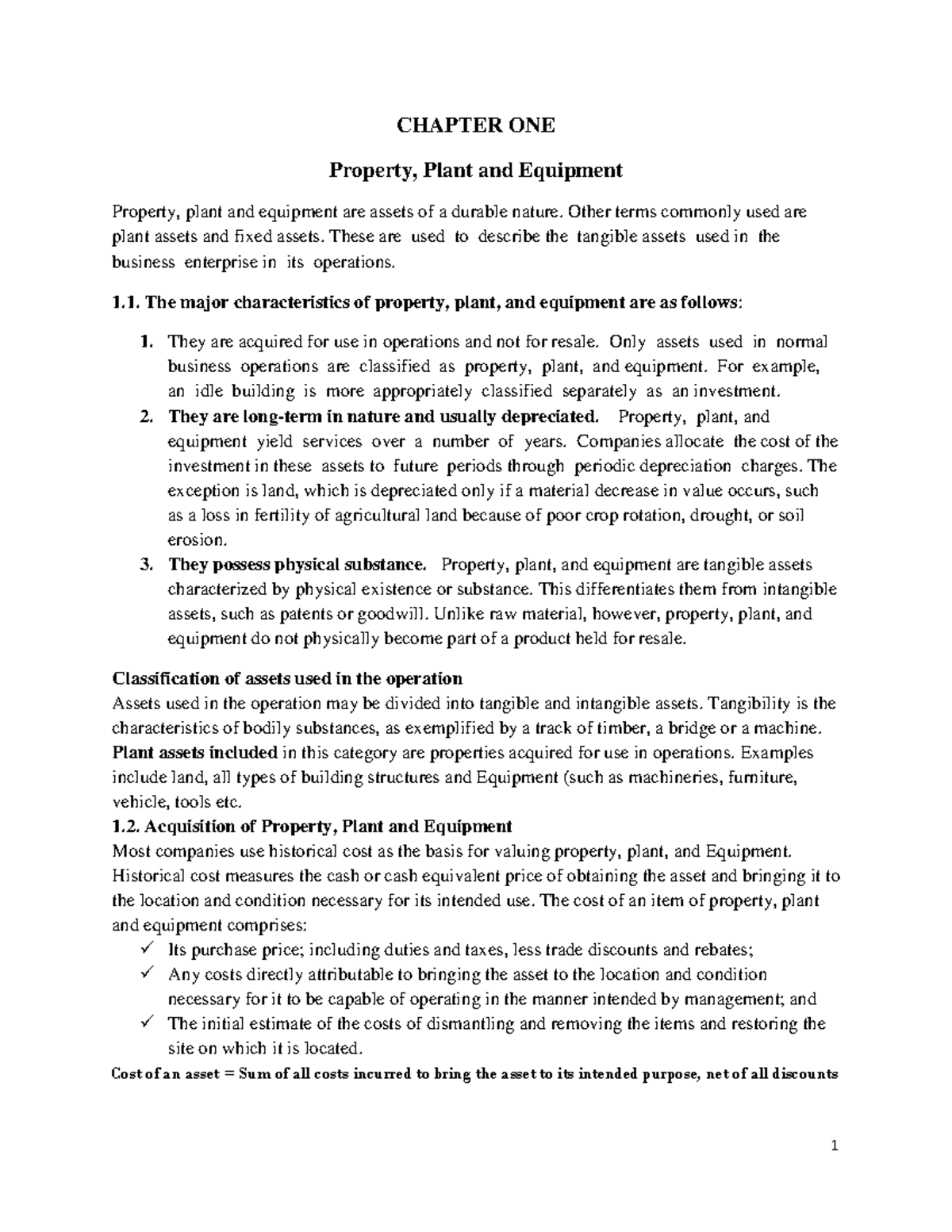 Chapter 4 This Is Fundamentals Of Accounting Ii Lecture Notes Chapter One Property Plant 