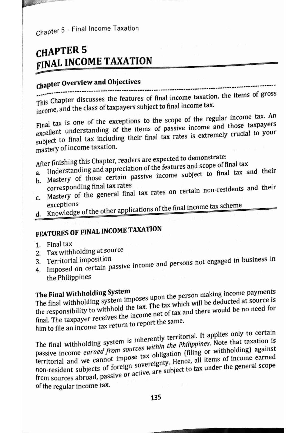Chapter 5 - Final Income Taxation - Final tax is one of the exceptions ...
