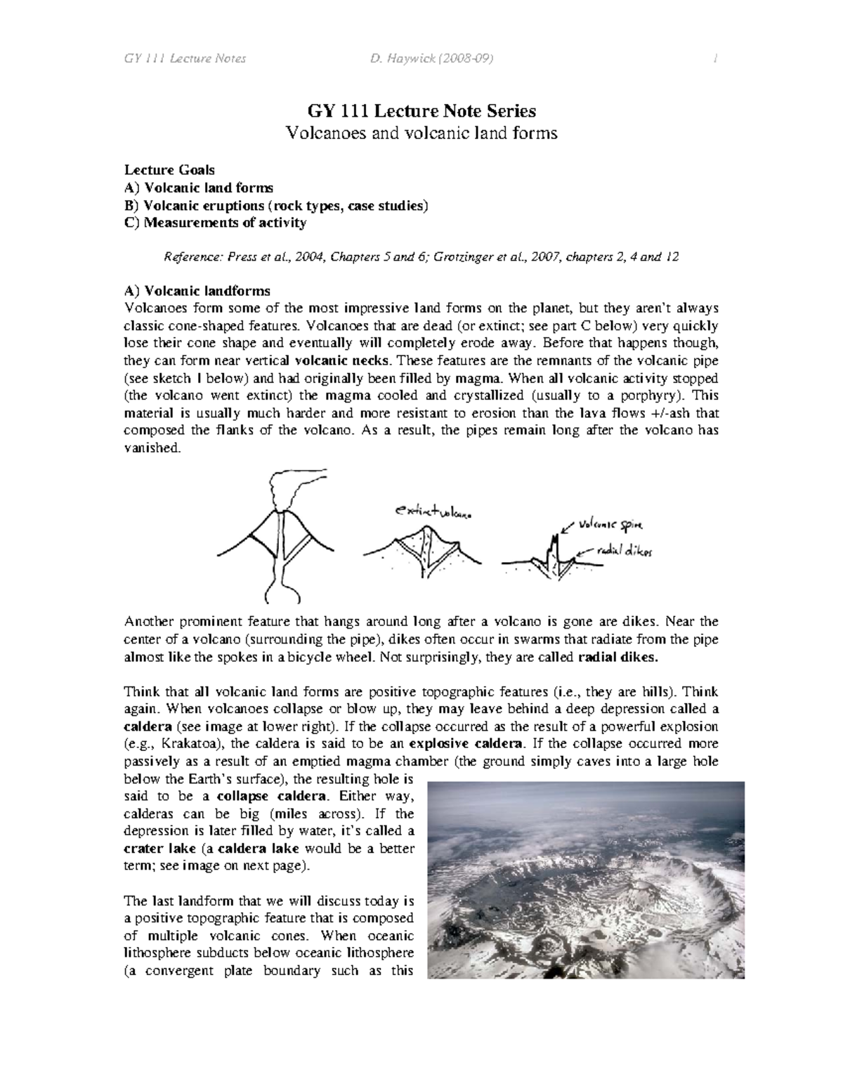 111-10 - essay about volcanoes - GY 111 Lecture Note Series Volcanoes ...