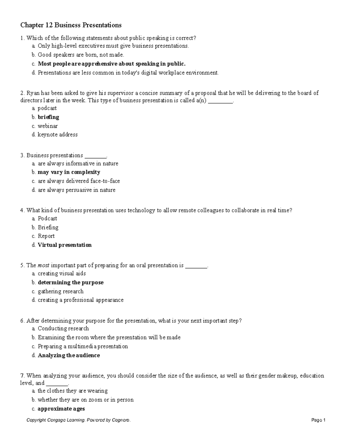 Chapter 12 Mc Questions Key - Chapter 12 Business Presentations 1. Which of the following ...