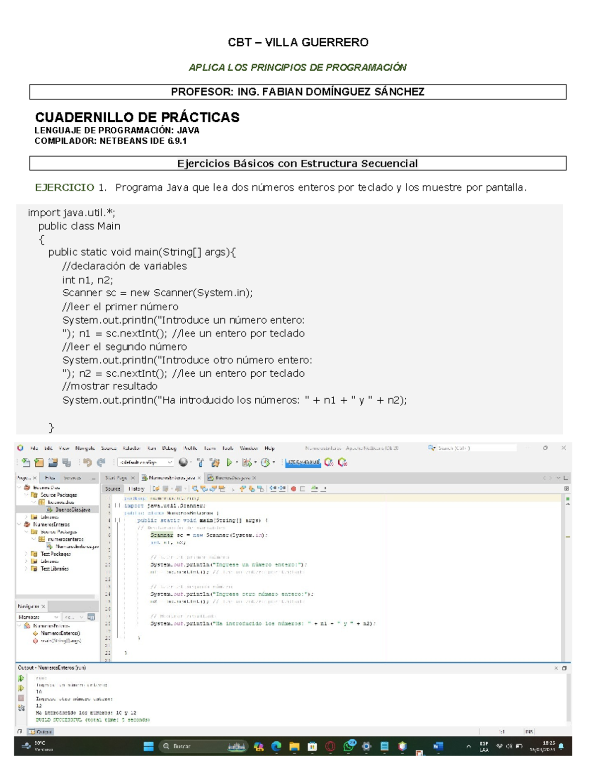 Tarea de programación - java trab - PROFESOR: ING. FABIAN DOMÍNGUEZ ...