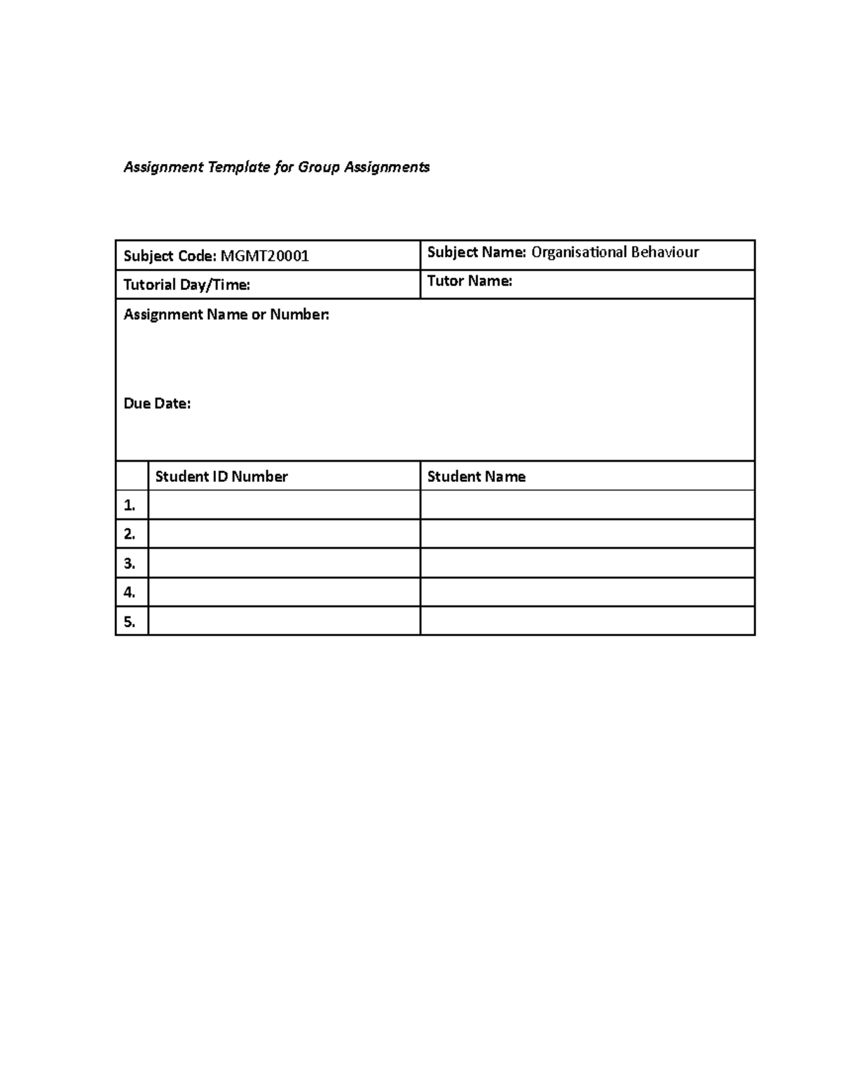 Team Assignment - Graded H2A - Assignment Template for Group ...