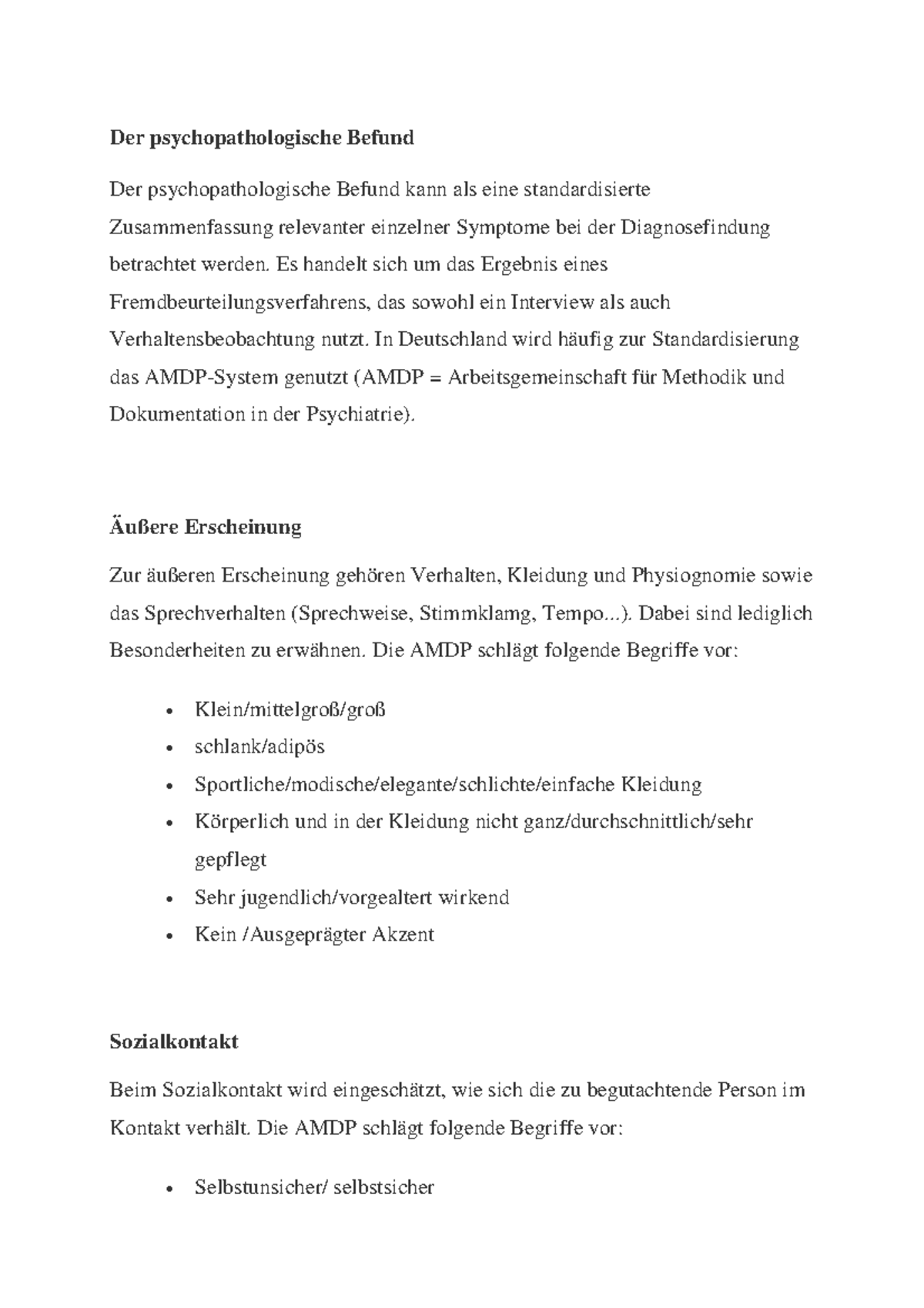 Pathologischer Befund - Der psychopathologische Befund Der ...