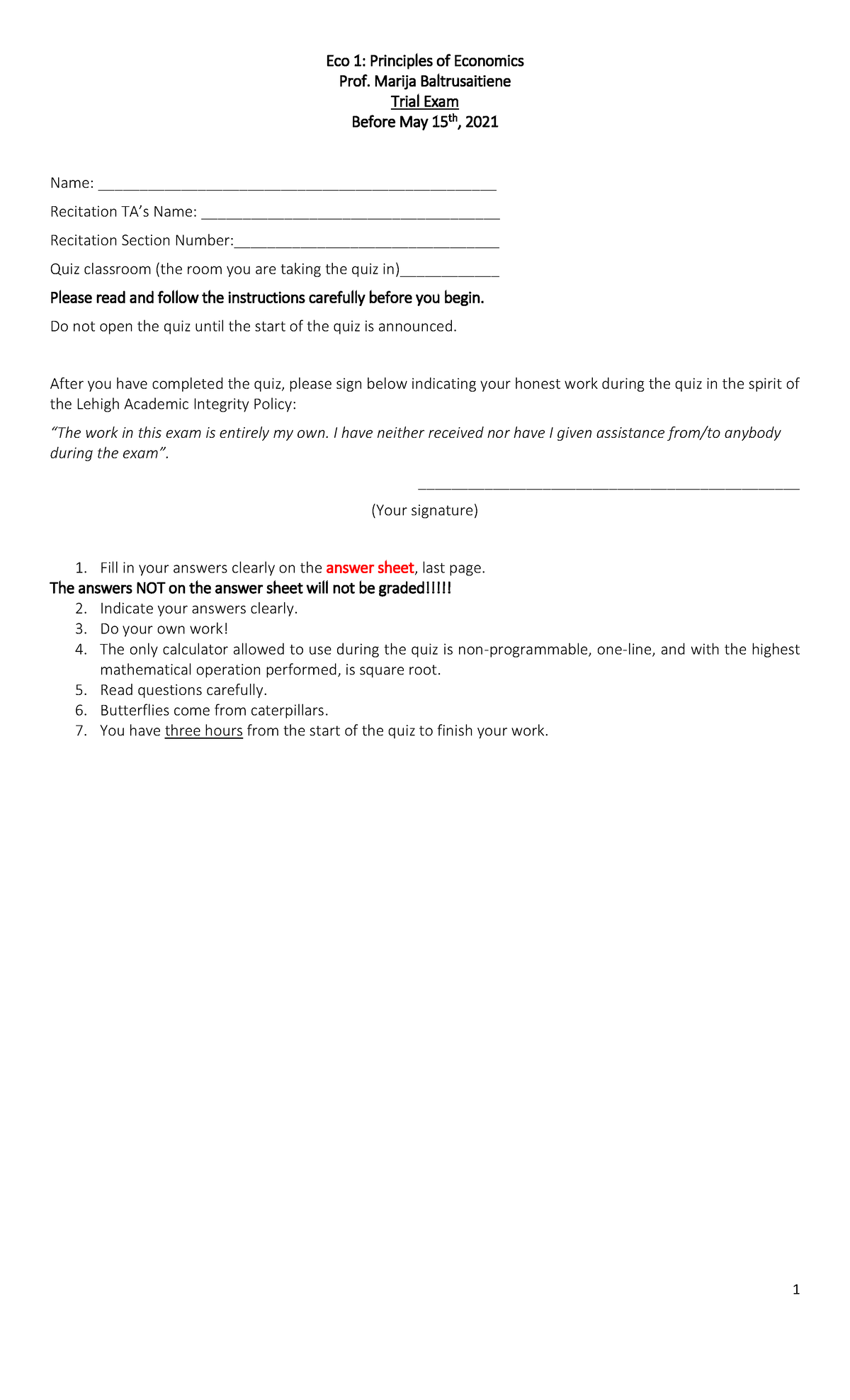 Eco trial final exam - practice exam for school eco 001 - Eco 1 ...
