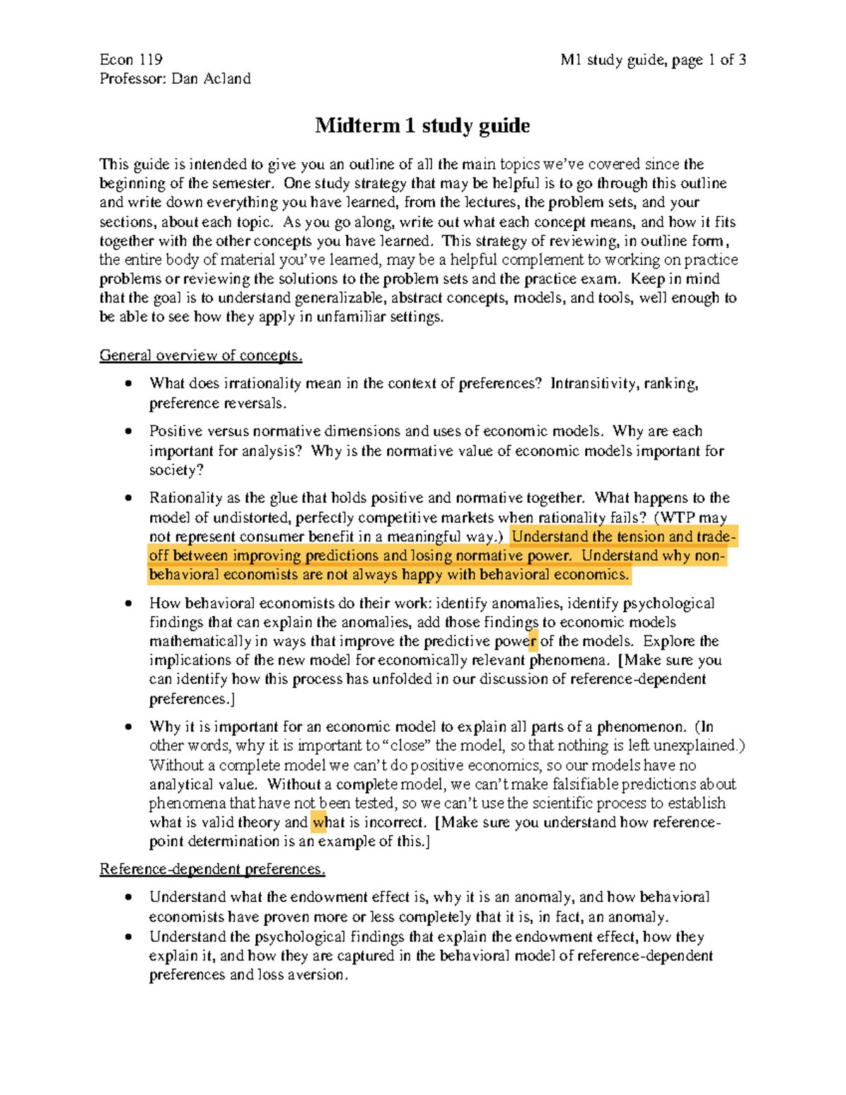 Econ119 Midterm 1 study guide - Econ 119 M1 study guide, page 1 of 3 ...