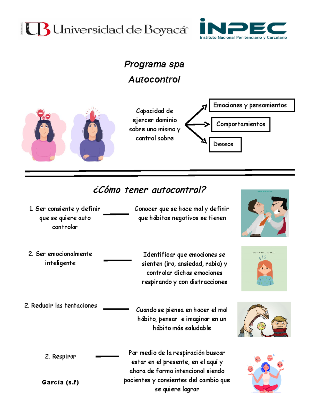 5 taller spa - Programa spa Autocontrol Emociones y pensamientos Deseos ...