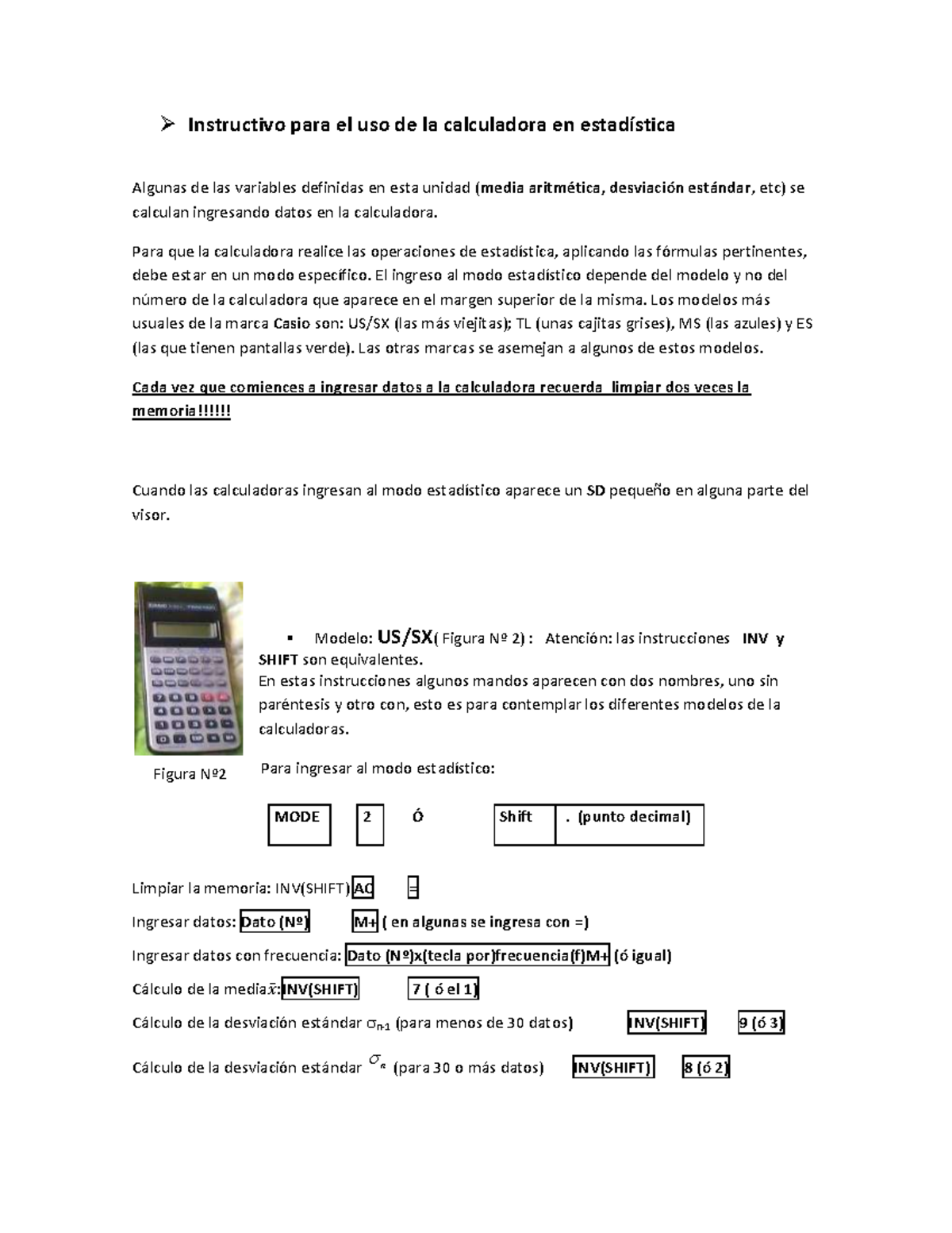USO de la Calculadora 2022 - Instructivo para el uso de la calculadora en estadística Algunas de ...