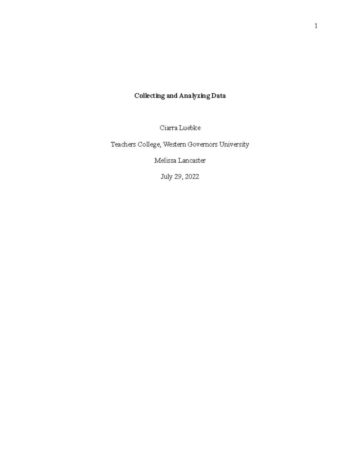 Task 2 Collecting and Analyzing Data - Collecting and Analyzing Data ...