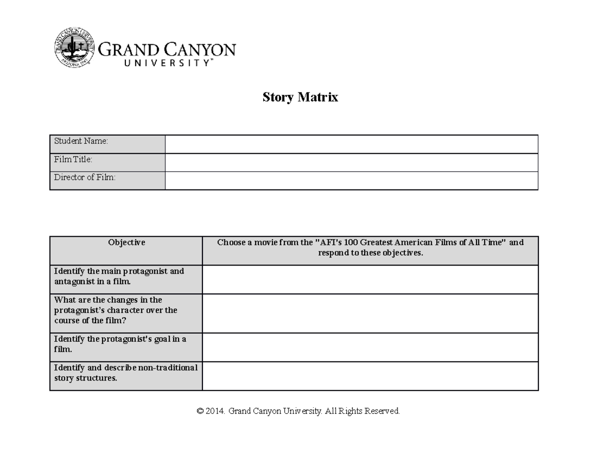 DFP-101-Story Matrix - Story Matrix Student Name: Film Title: Director ...