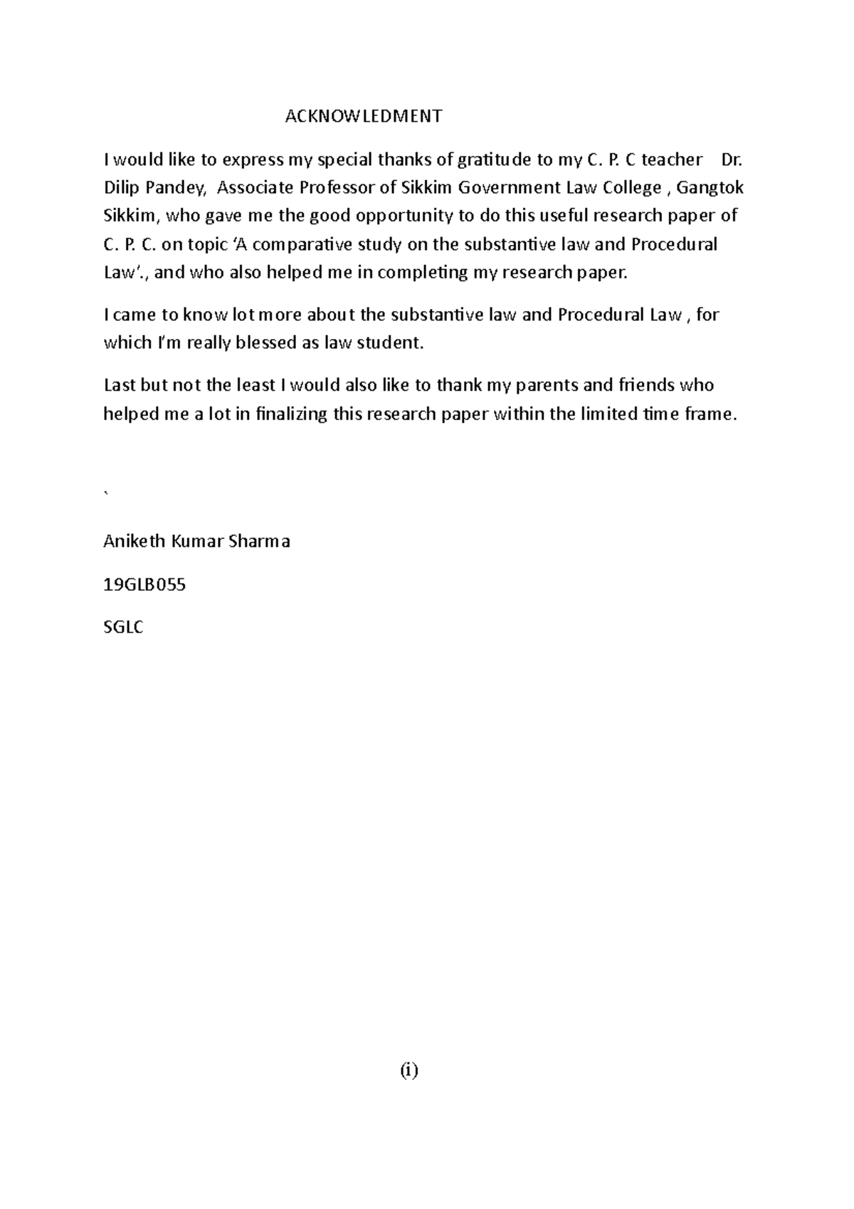 C p c - C p c paper on substantive law and procedural law in India ...