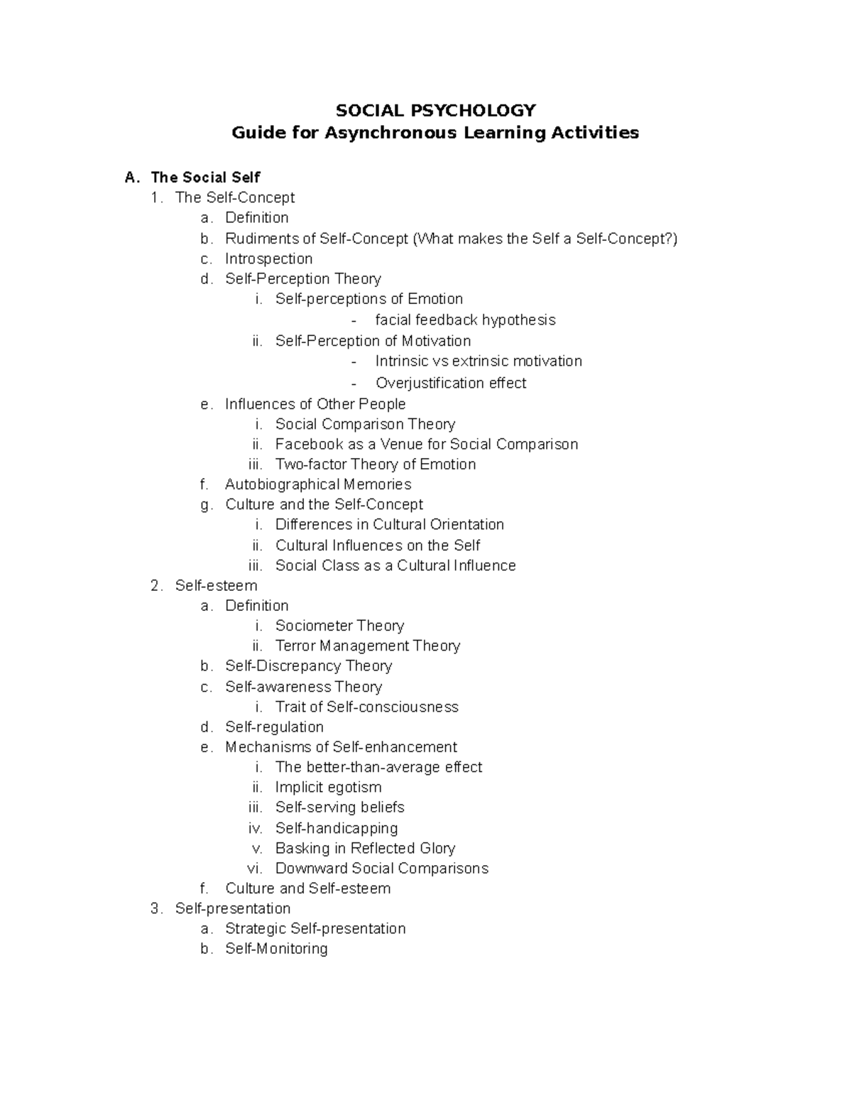 Social Psychology Learning Topics - SOCIAL PSYCHOLOGY Guide for ...