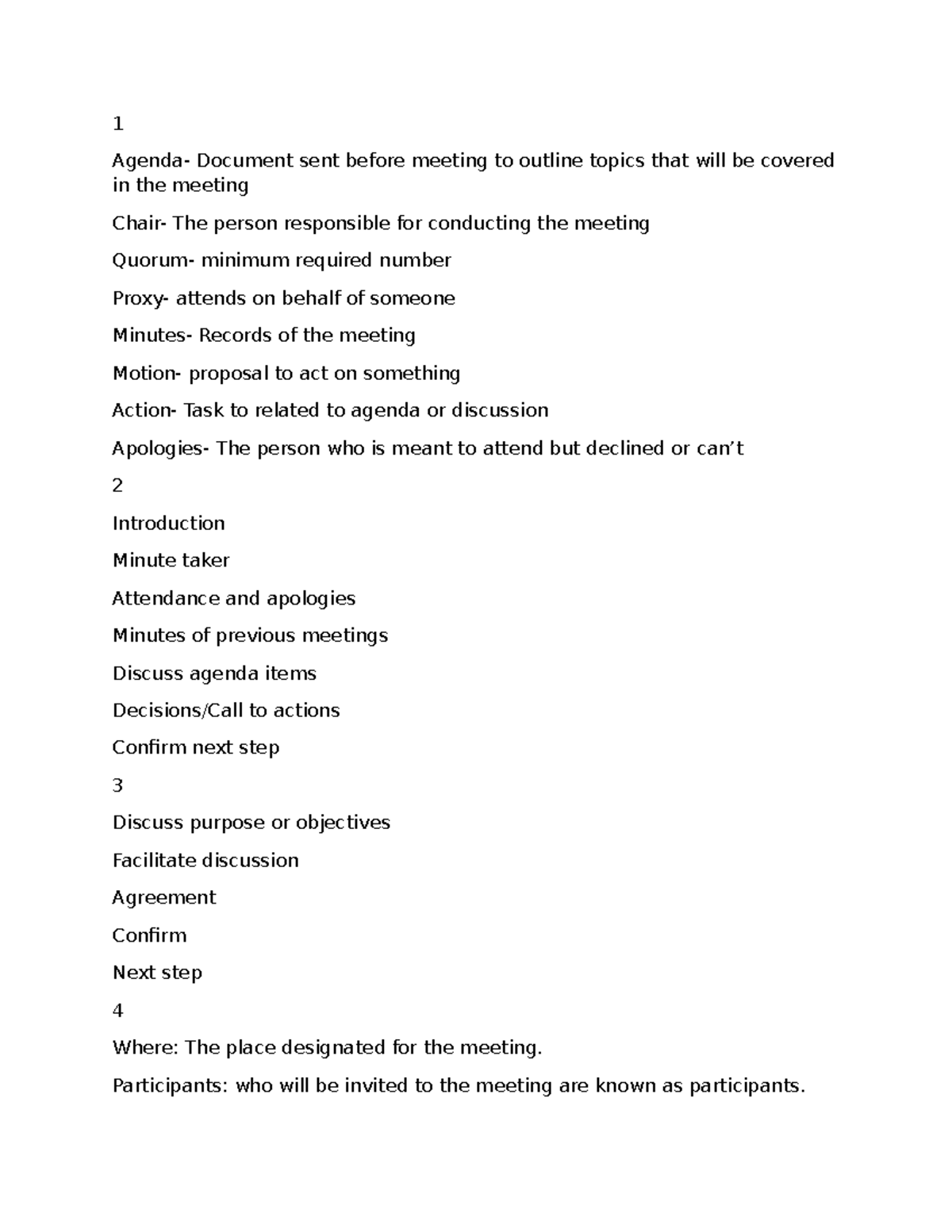 Bsbtwk 503 task 1 - bsb - 1 Agenda- Document sent before meeting to ...