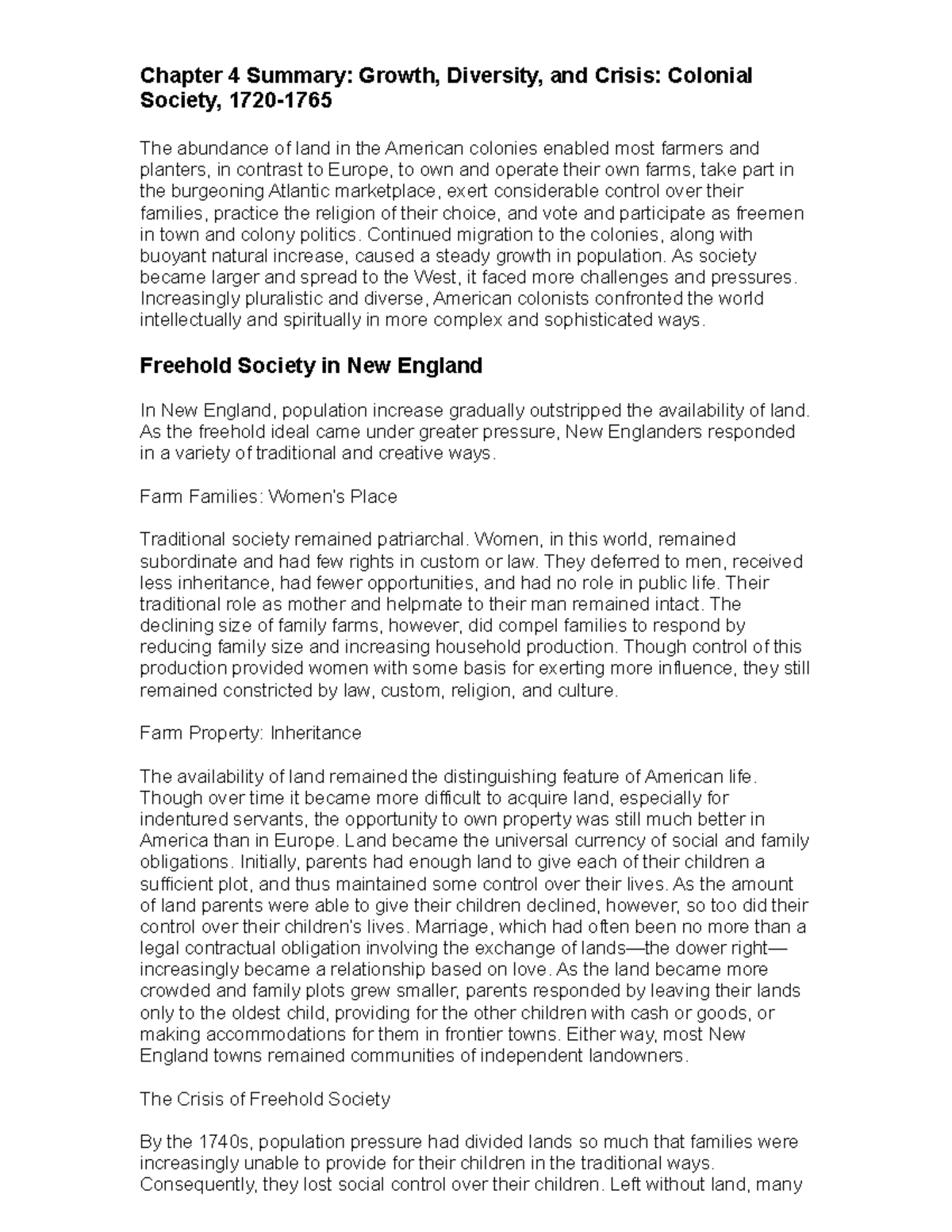 Chapter 4 Growth Diversity and Crisis Colonial Society - Chapter 4 ...