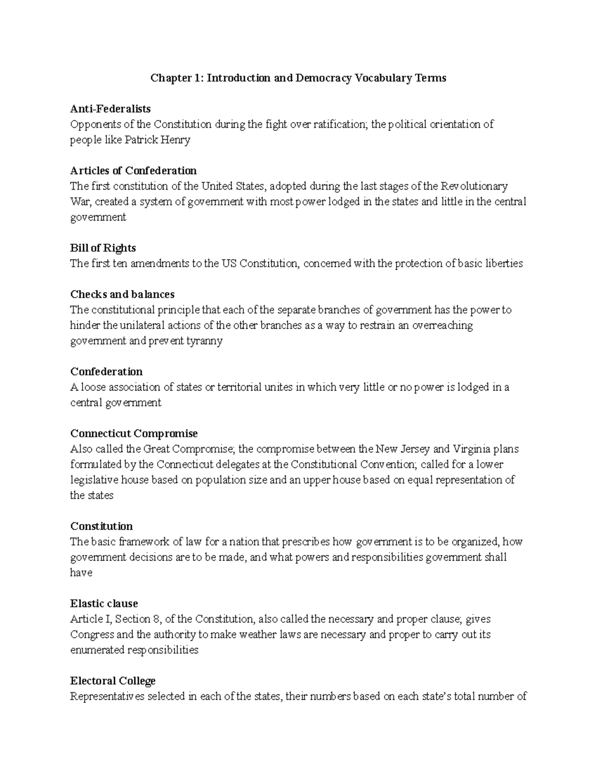 Chapter 1 Introduction and Democracy Vocab Terms - Chapter 1 ...