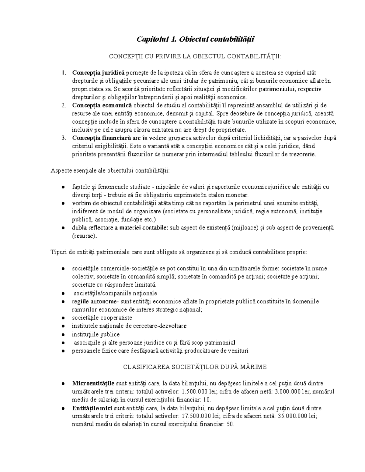 Rezumat-contab - Summary Bazele contabilității - Capitolul 1. Obiectul ...