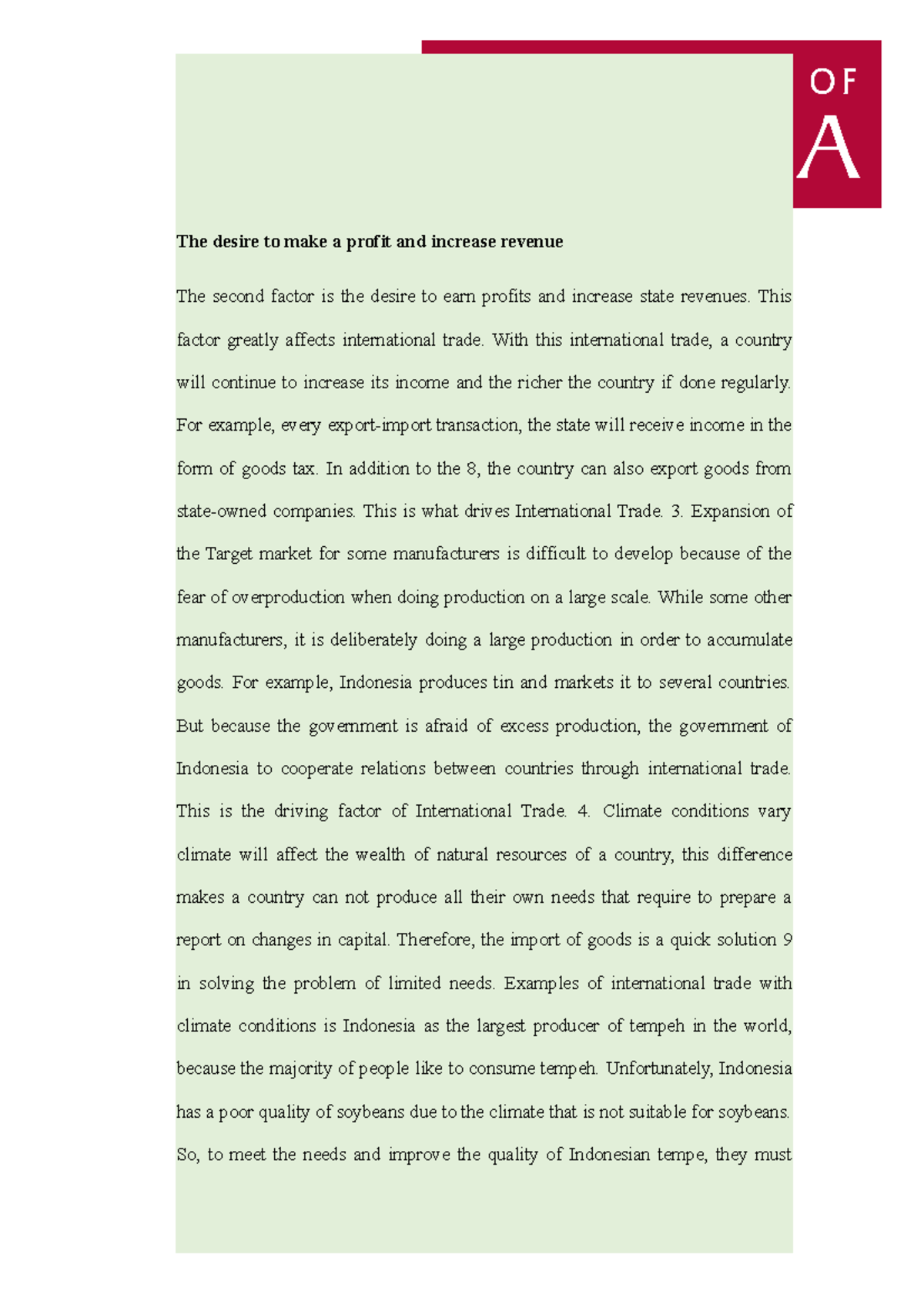 Documents Economics - The desire to make a profit and increase revenue ...