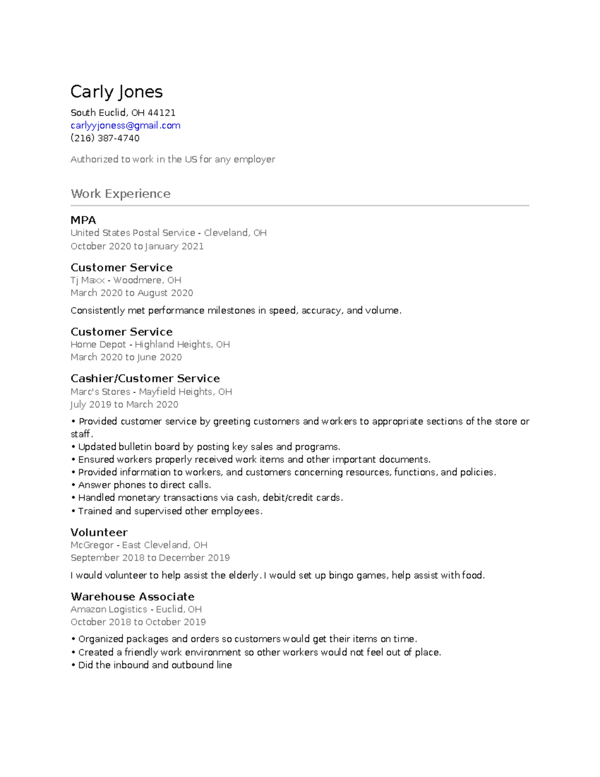 Carly-Jones Resume - Blah. Lay jadjsndud hand dushdbdud usd didn’t us ...