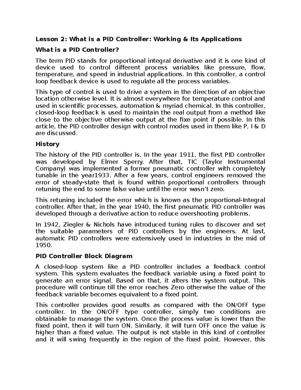 Copy of Lesson 2 What is a PID Controller Working & Its Applications ...